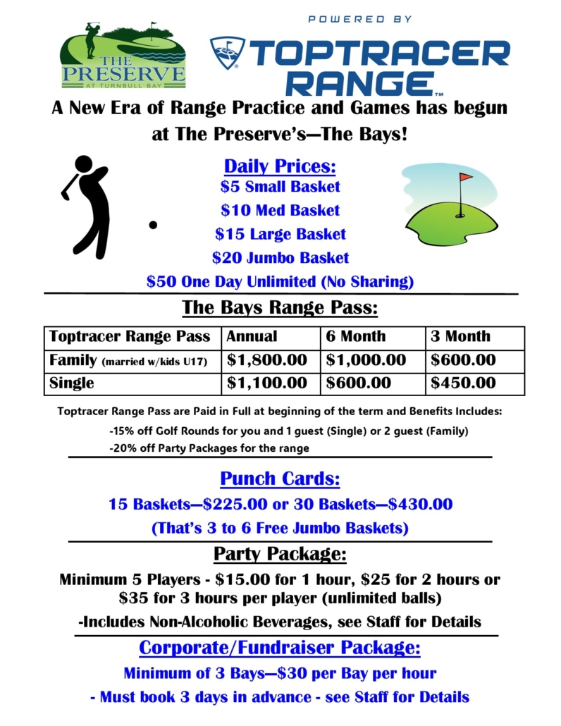 Toptracer Range – Rates and Deals – The Preserve at Turnbull Bay